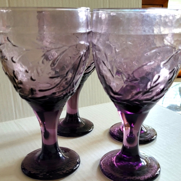 Libbey | Dining | Libbey Purple Violet Garden Vine Goblets Set Of 4 ...